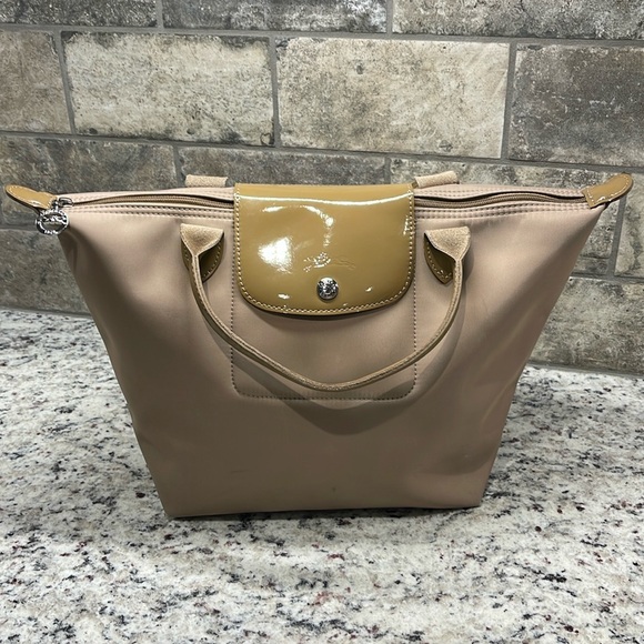 Longchamp | Bags | Longchamp Small Beige Nylon Le Pliage Tote | Poshmark